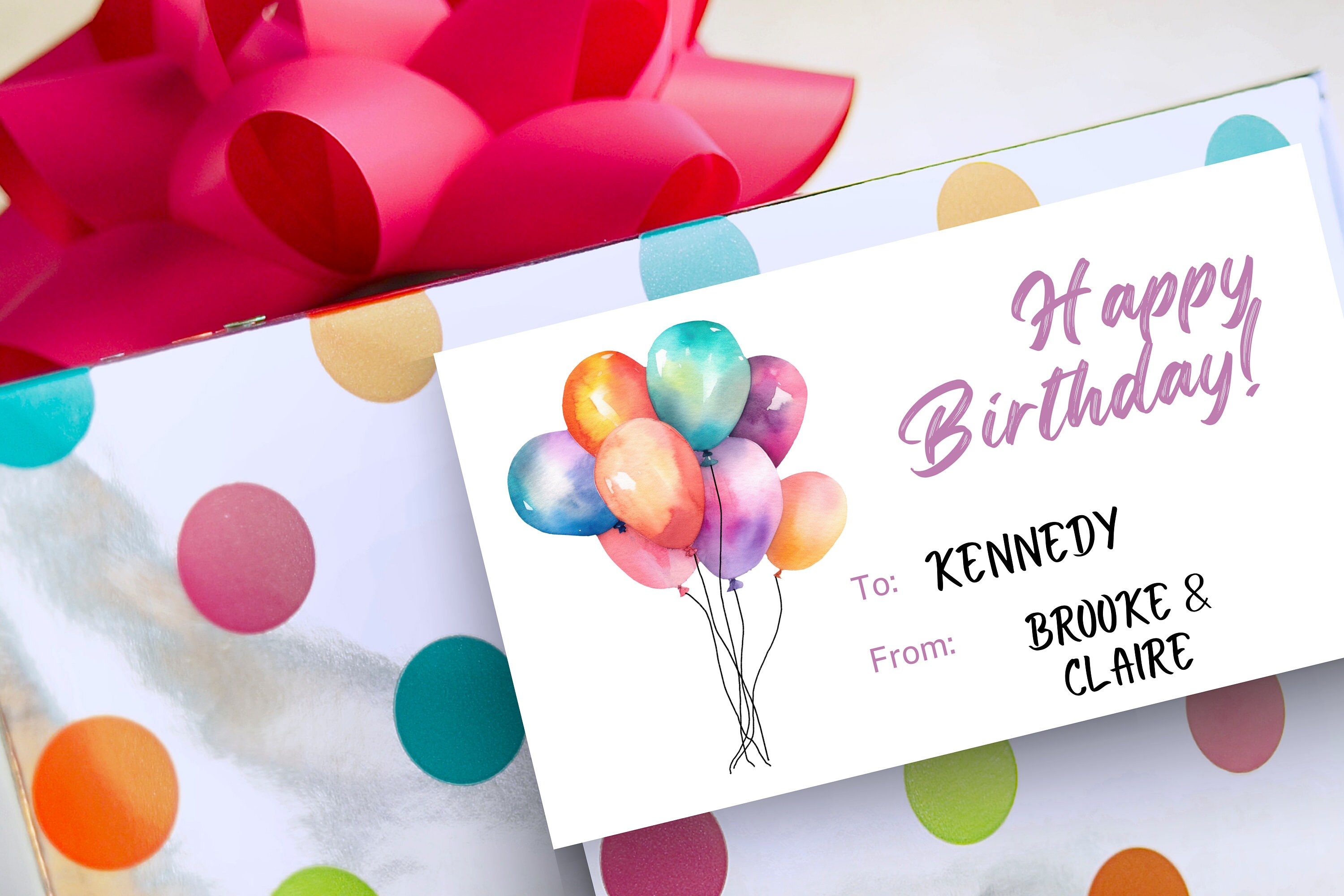 DIGITAL Birthday Balloons Gift Tag Birthday Gift Tags Birthday to From ...