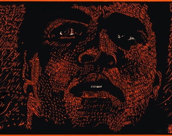 Autumn Cardinal Print Screenprint Fall Leaves & Red Bird - Etsy