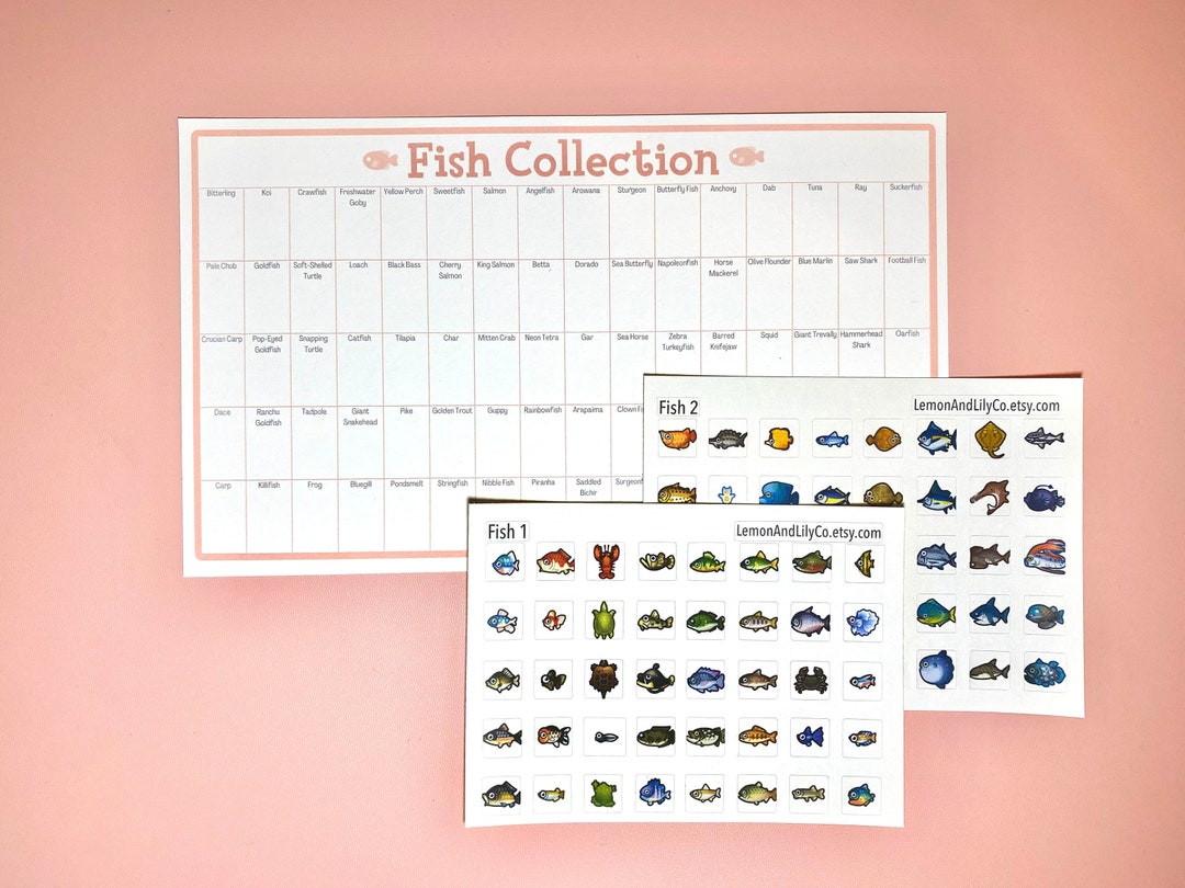 ACNH Fish Critterpedia Sticker Collection Sticker Set Acnh Tracker ...