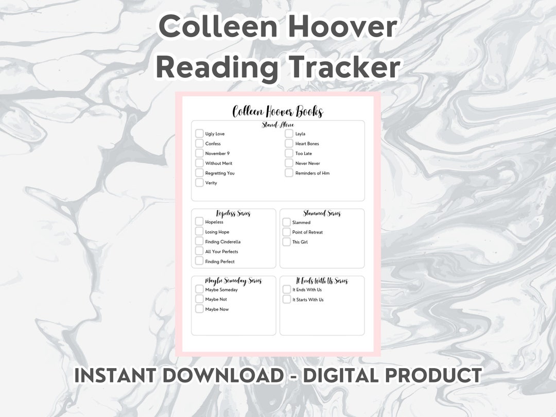 Colleen Hoover Books Tracker, Coho Reading Tracker - DIGITAL DOWNLOAD ...