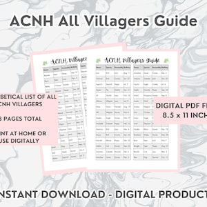 ACNH Villagers Guide - DIGITAL DOWNLOAD | Acnh Tracker, Acnh Checklist ...