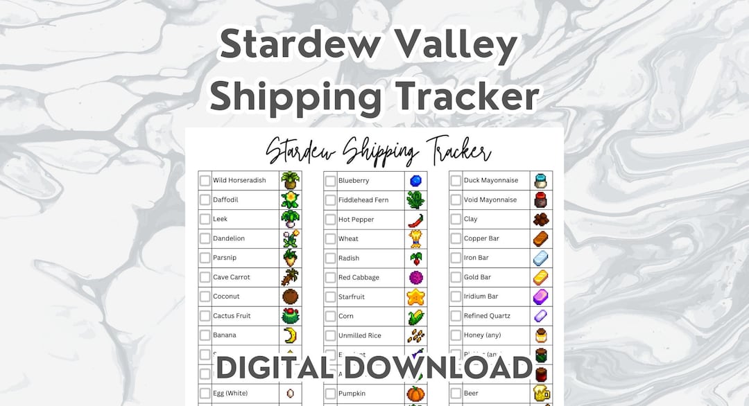 Stardew Valley Shipping Tracker - DIGITAL DOWNLOAD | Stardew Tracker ...