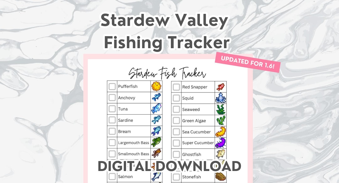 Stardew Valley Fishing Tracker - DIGITAL DOWNLOAD | Stardew Tracker ...