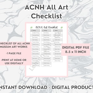 ACNH Museum Art Checklist - DIGITAL DOWNLOAD | Acnh Tracker, Acnh ...