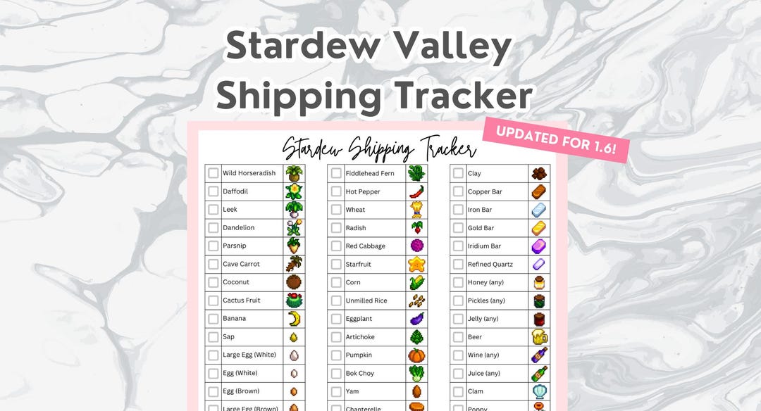 Stardew Valley Shipping Tracker - DIGITAL DOWNLOAD | Stardew Tracker ...