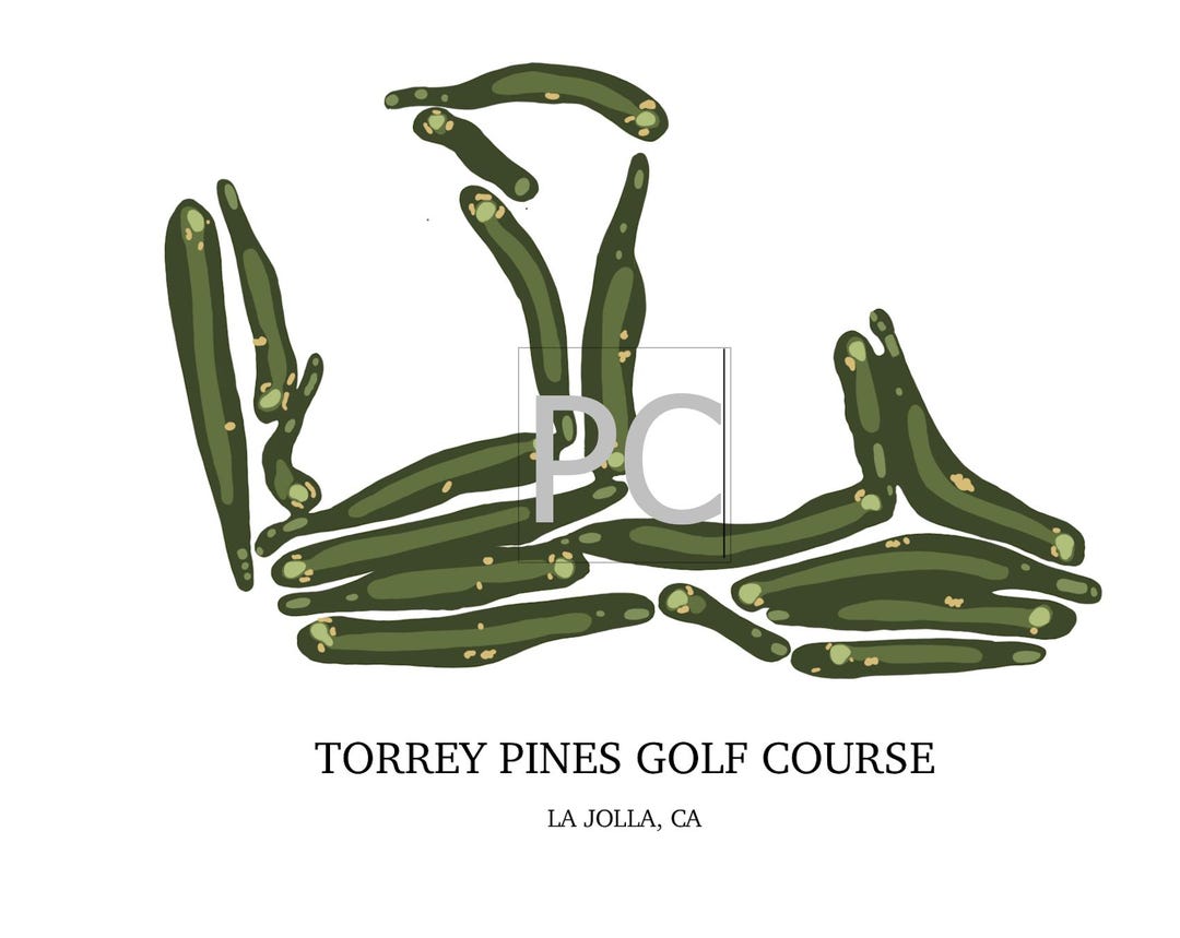 Torrey Pines Golf Course Layout Hand-illustrated Map Portrait - Etsy
