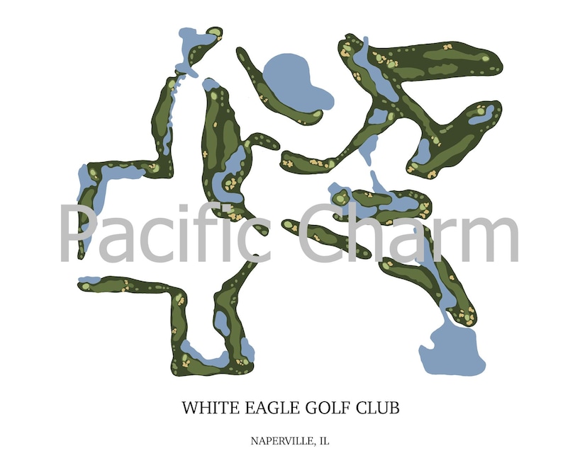 White Eagle Golf Club Course Layout Hand-illustrated Map Portrait - Etsy