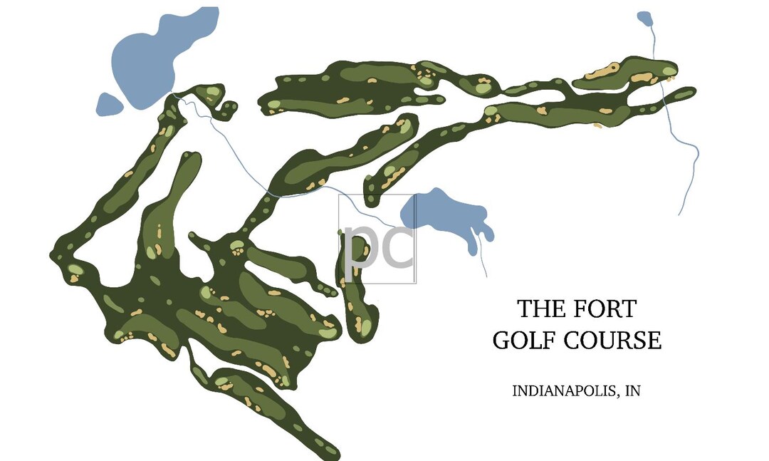 The Fort Golf Course Layout Hand-illustrated Map Portrait - Etsy