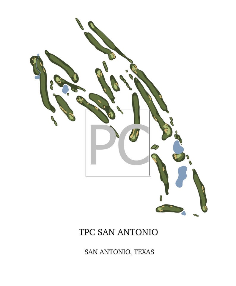 TPC San Antonio Golf Course Layout Hand-illustrated Map Portrait - Etsy