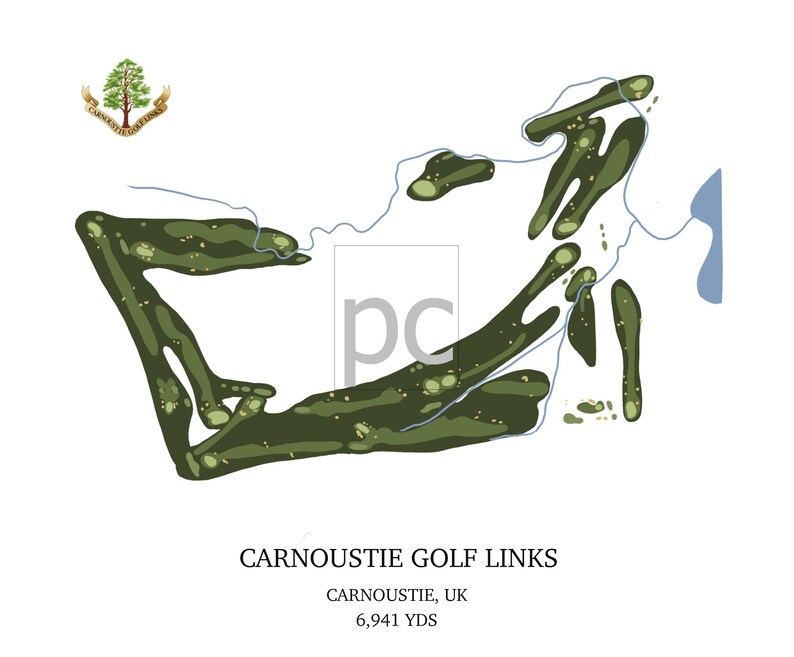 Carnoustie Golf Links Course Layout Hand-illustrated Map Portrait - Etsy