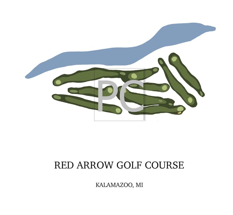 Red Arrow Golf Course Layout Hand-illustrated Map Portrait - Etsy