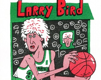 Boston Celtics Larry Bird Portrait Sports Print Art 11x17 - Etsy