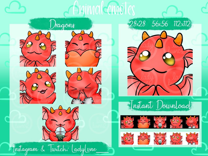5 Cute Dragon Emotes for Twitch - Etsy Canada