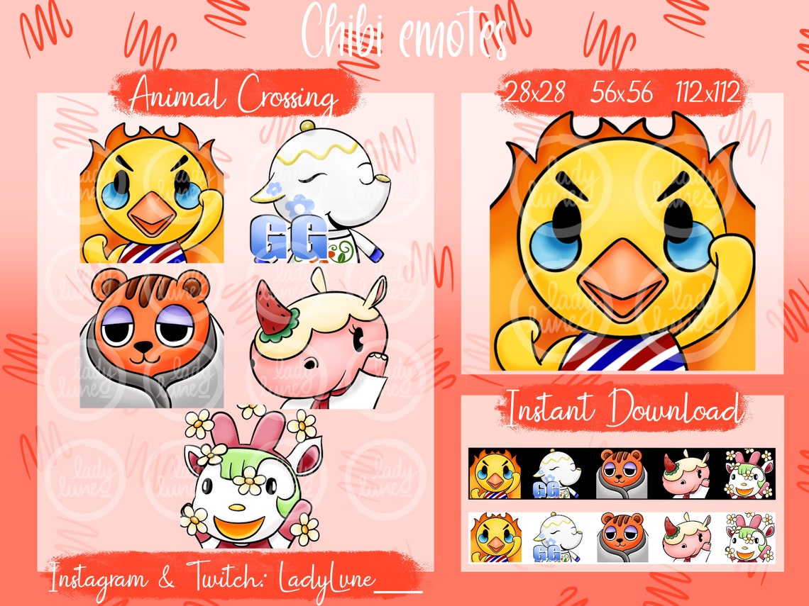 5 Chibi ACNH Emotes Emotes for Twitch - Etsy Finland