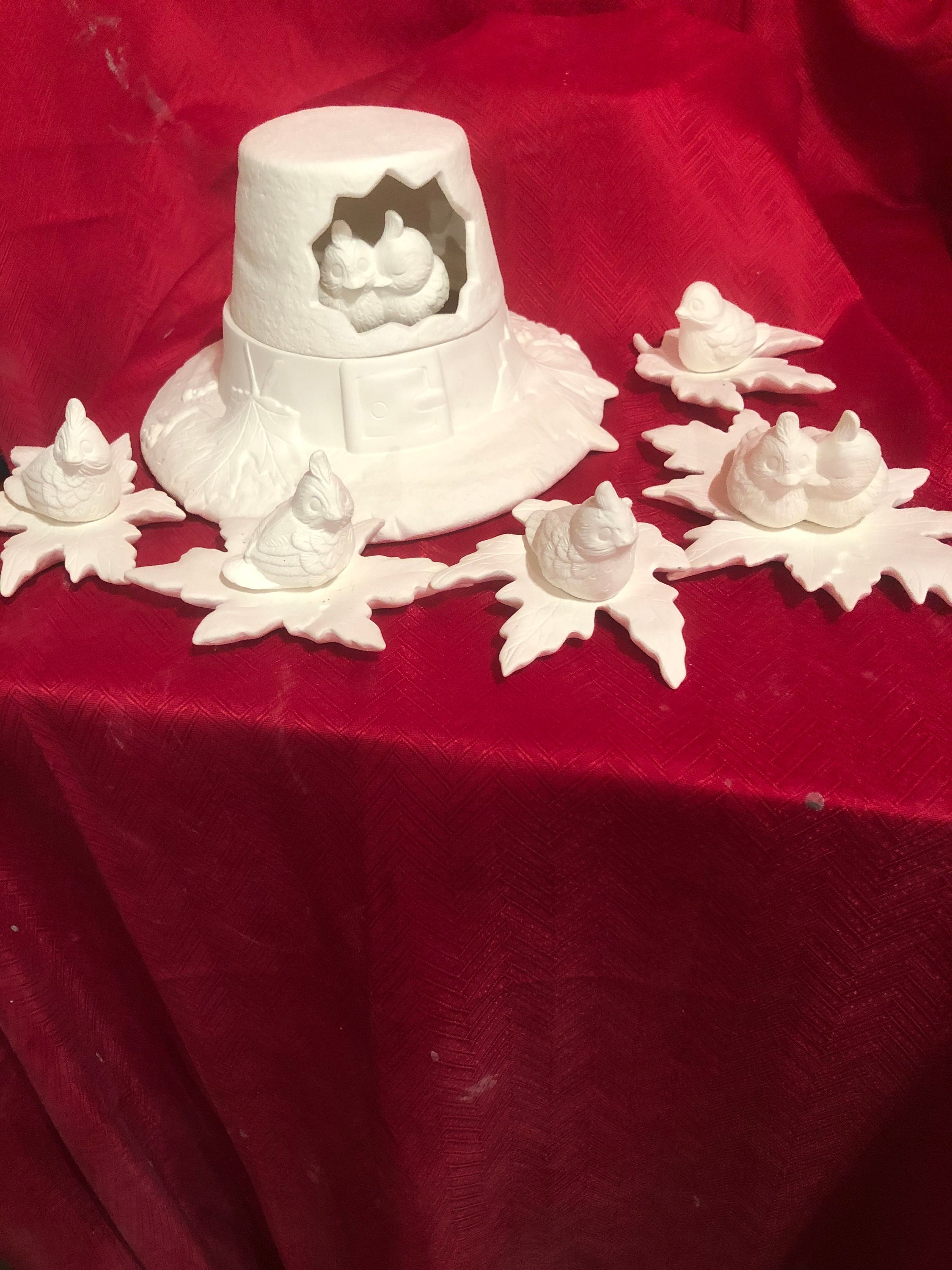 Ceramic Bisquethanksgivingfallpilgrims Hat W/maple | Etsy