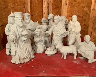 Ceramic Bisquesm Riverview Nativity Set Christmas Stable | Etsy