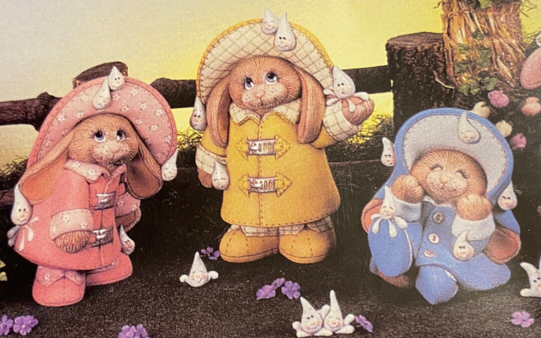 Ceramic Bisquespringeastertrio Includespapa, Mama, Baby Puddle Bunnies ...