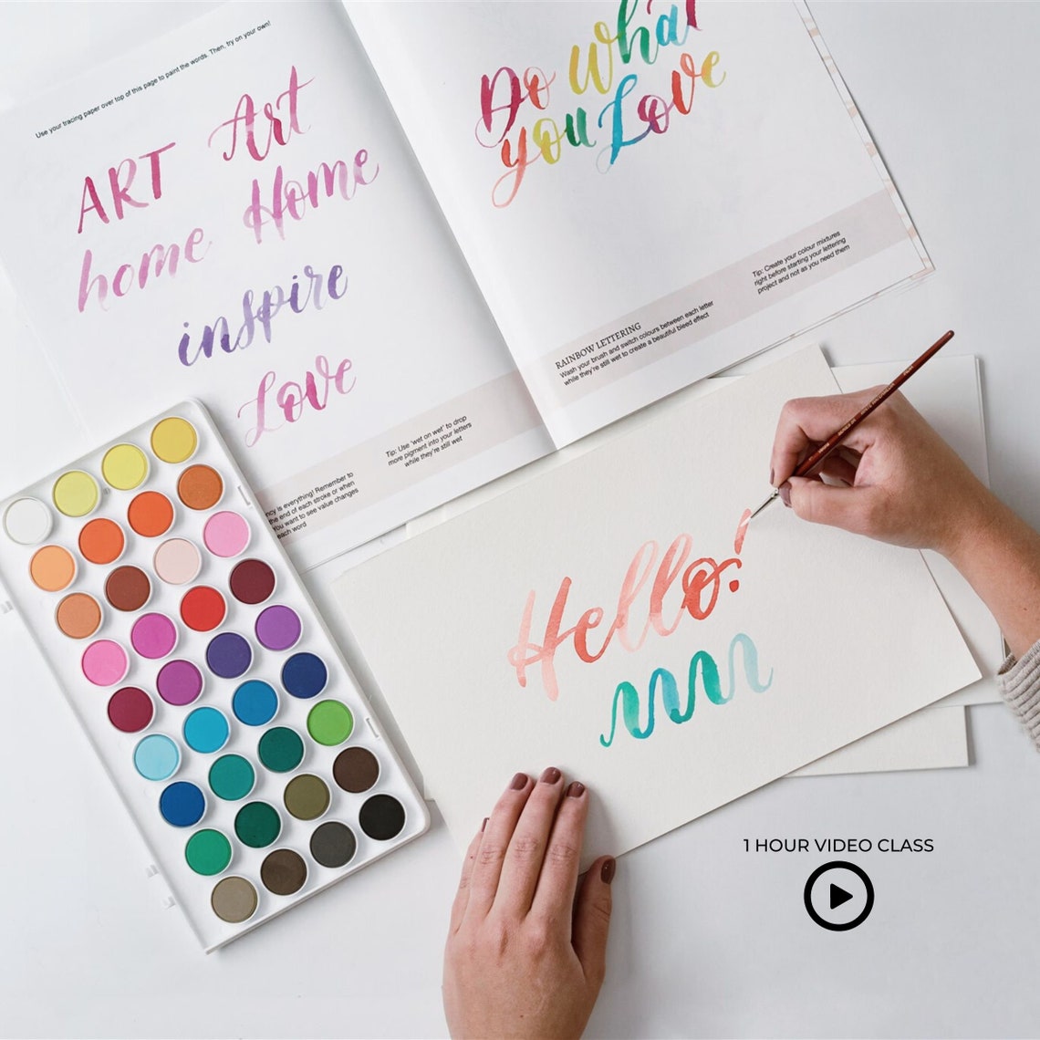Watercolor Brush Lettering Kit & Class for Beginners | Watercolor ...