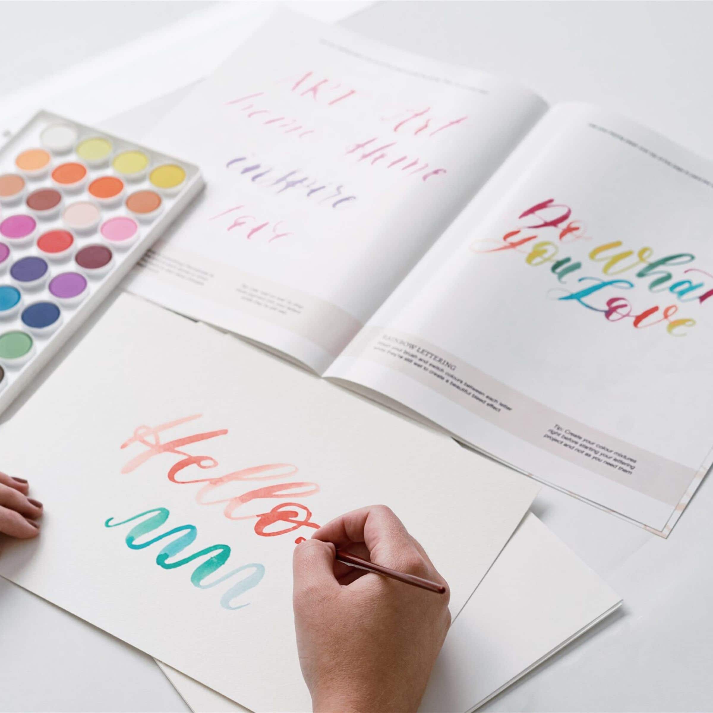 Watercolor Lettering Kit & Class for Beginners Watercolor - Etsy