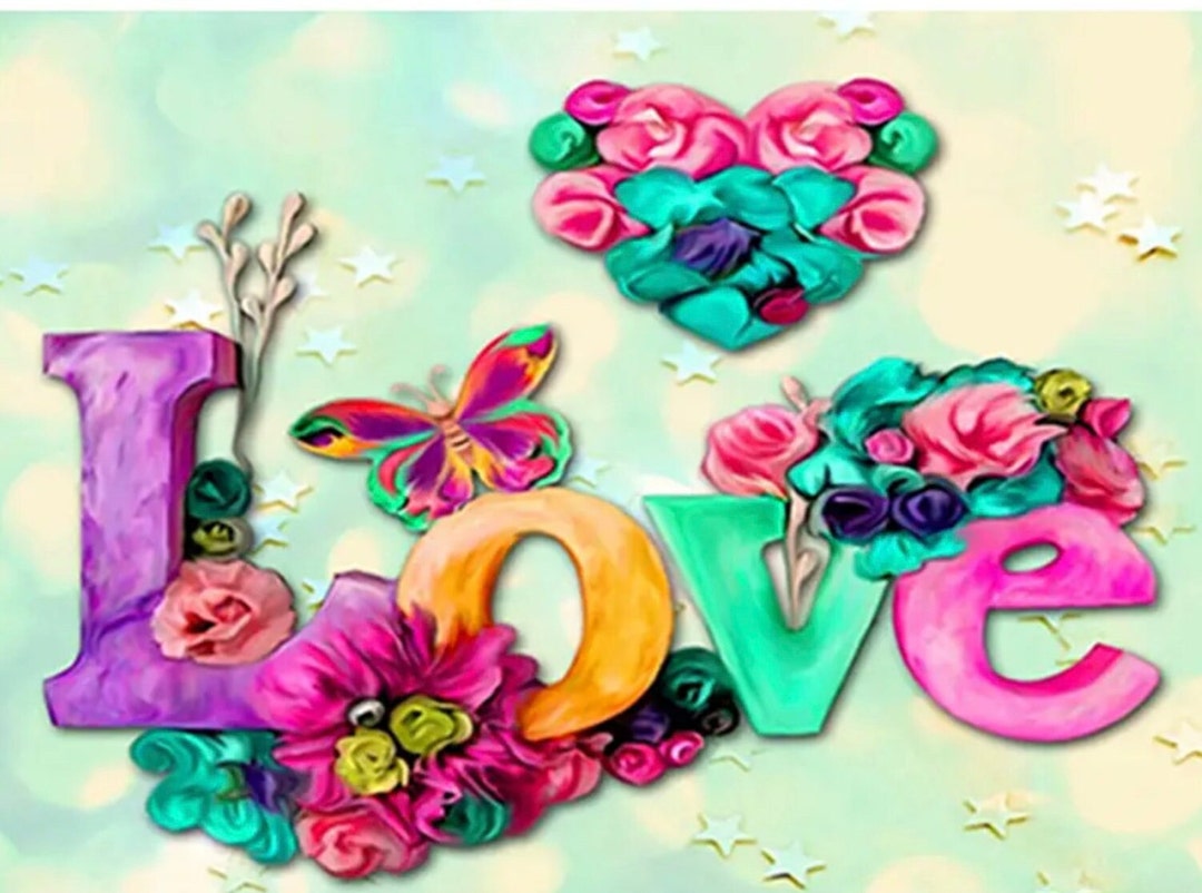Love Diamond Art Painting Kit, Butterfly Diamond Art Kit, Floral ...