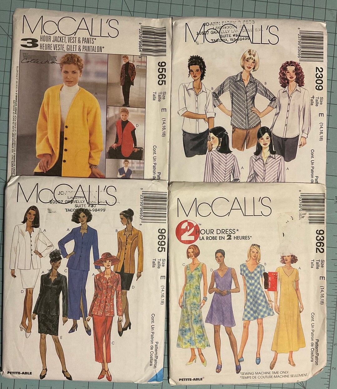 Mccalls Sewing Patterns you Pick 9565 or 9695 Uncut, Misses' Size 14 16 ...