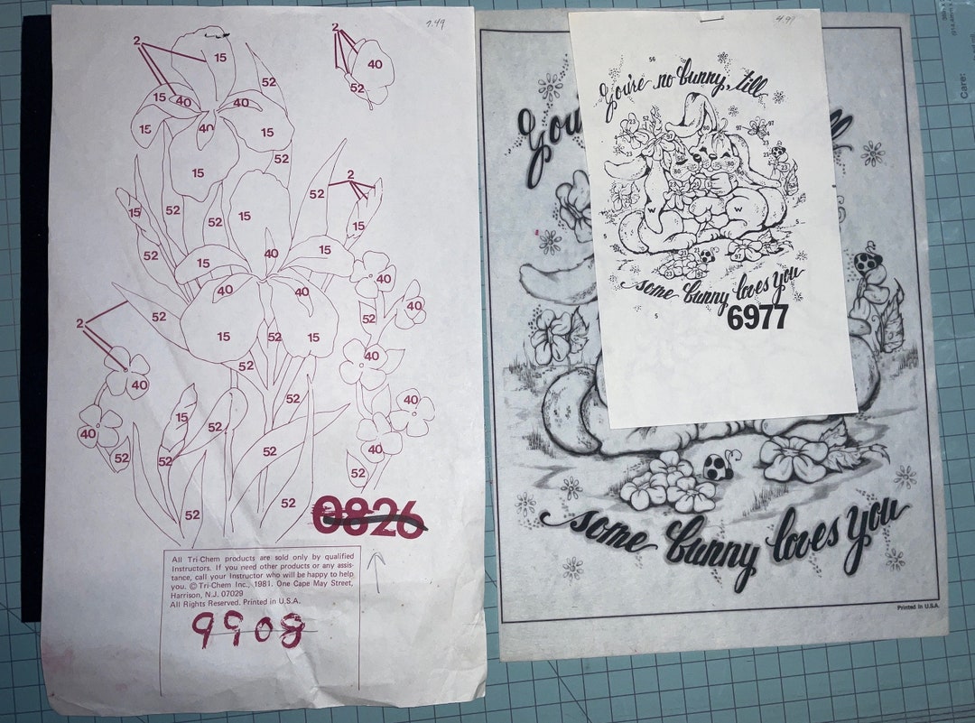 Tri-chem Pictures to Paint your Choice Flowers or Bunnies, Stamped ...