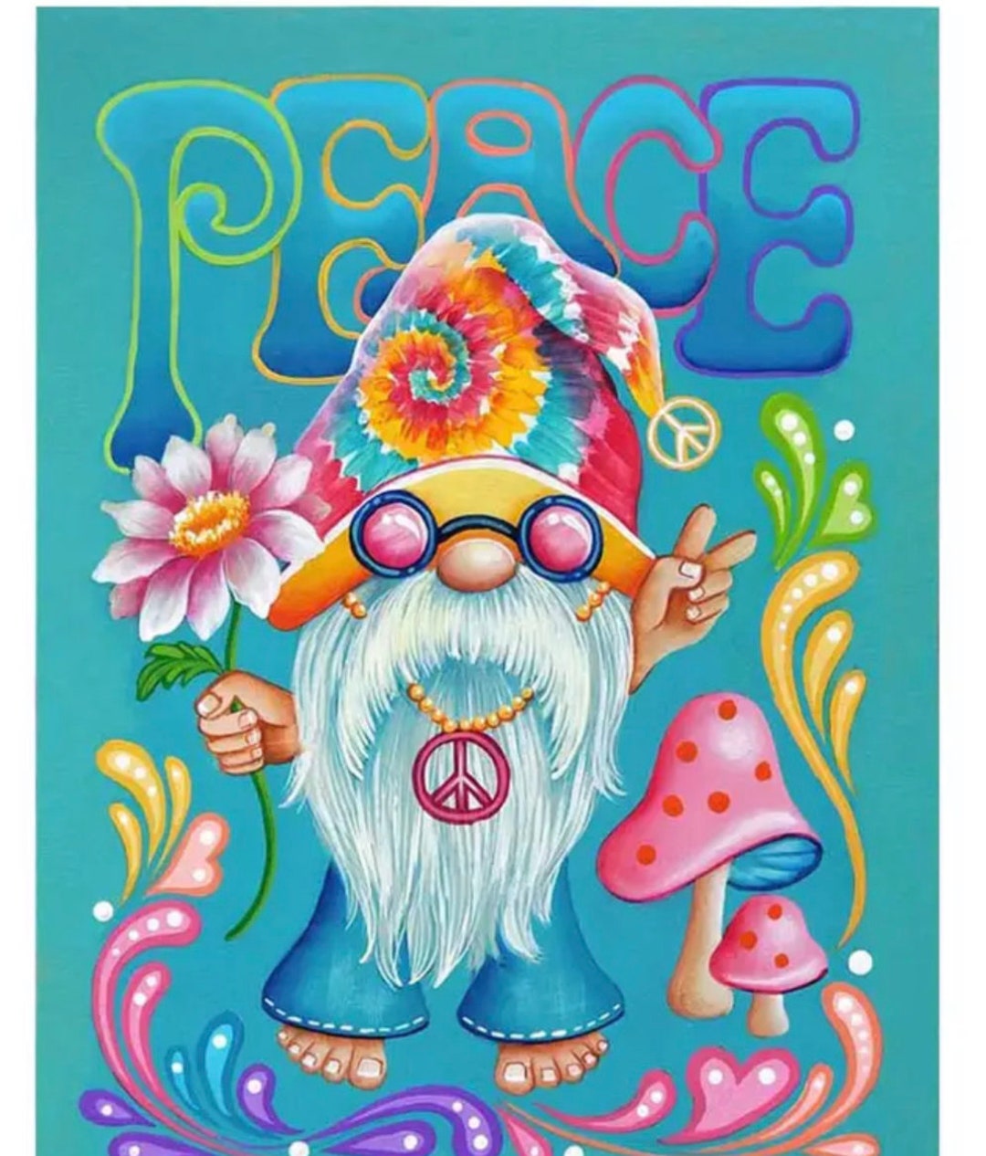Peace Gnome Diamond Art Kit, Diamond Painting Kit, Full Round Drill ...