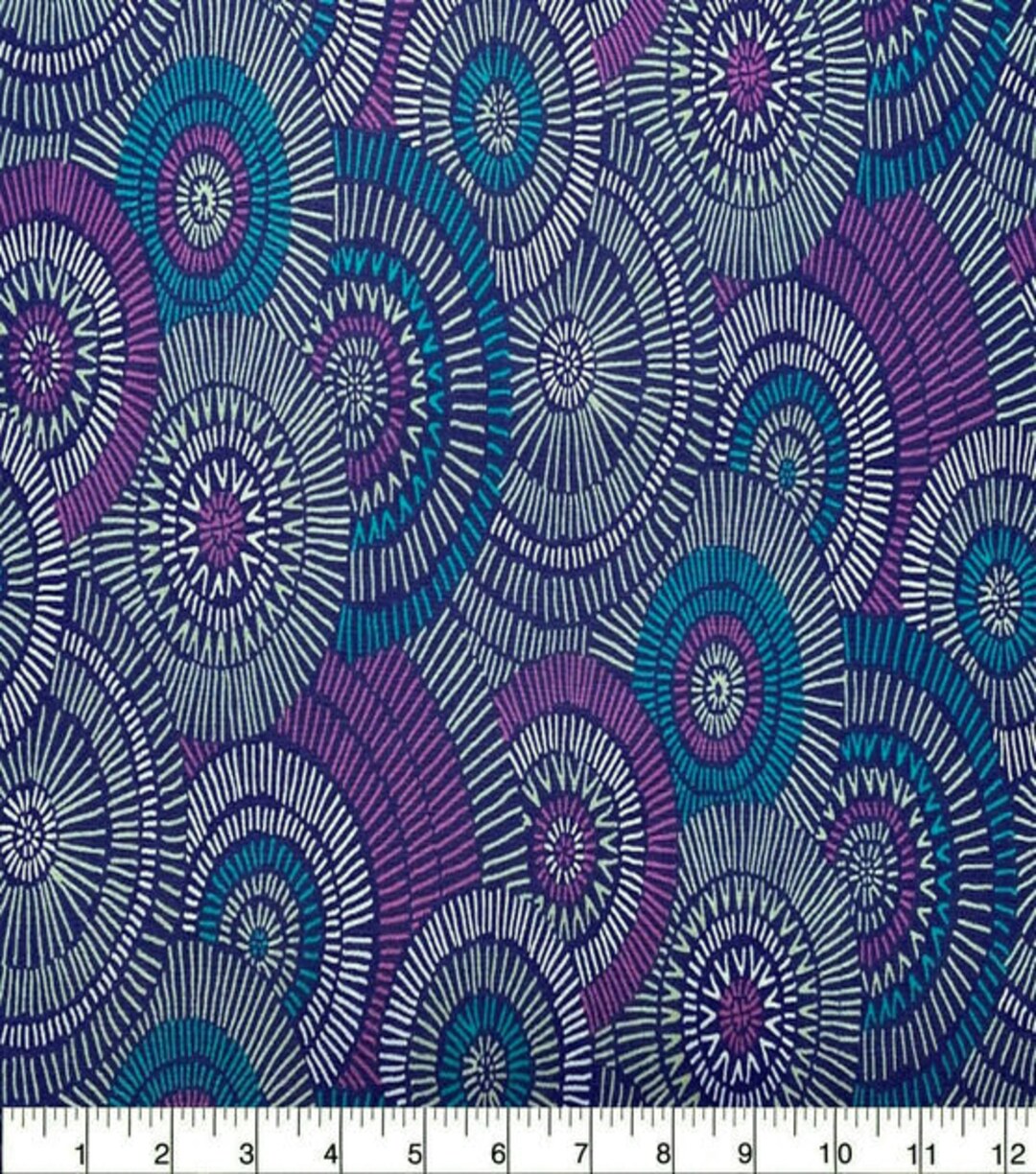 Overlap Circle Aqua Pink Quilter's Cotton Fabric, Pre-cut Fabric, Fat ...