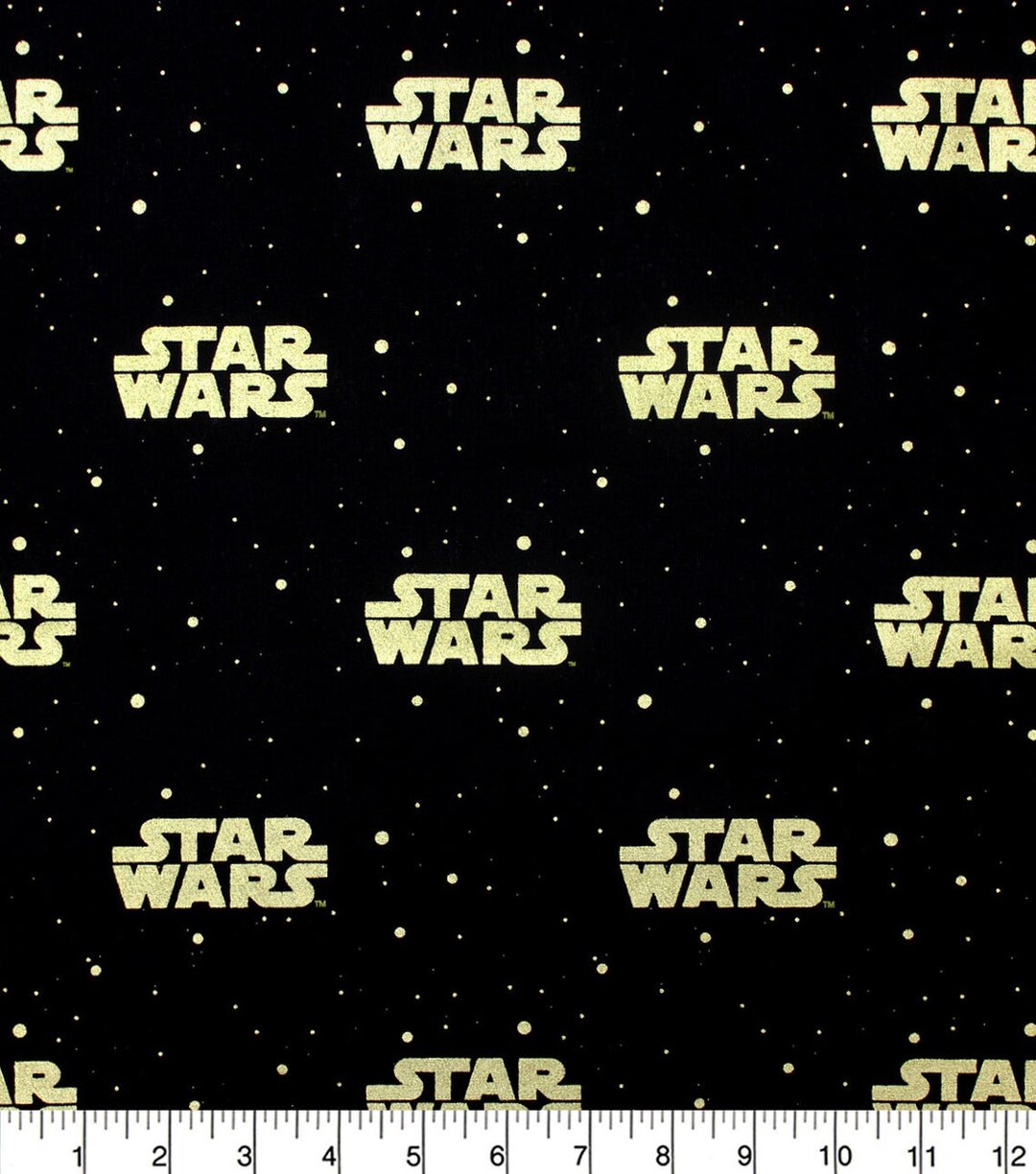 Star Wars Gold Metallic Logo Cotton Fabric, Fat Quarter, by the Yard ...