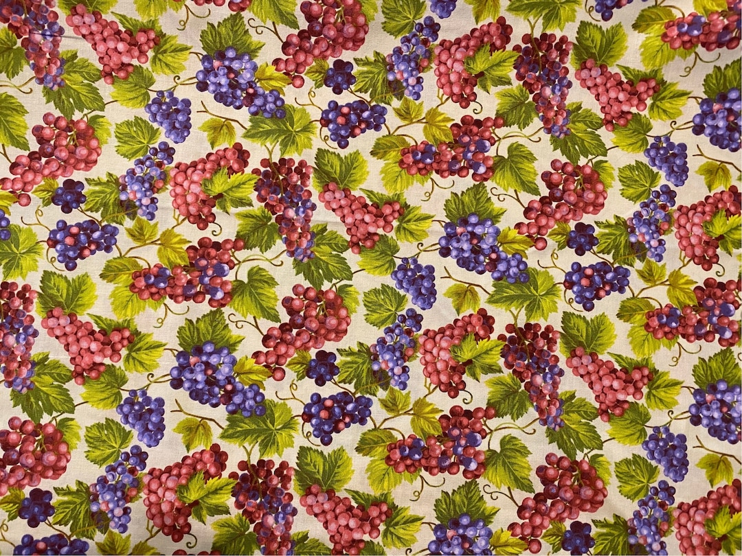 Wine Grapes Fabric Grape Vine Cotton Fabric Fat Quarter by - Etsy
