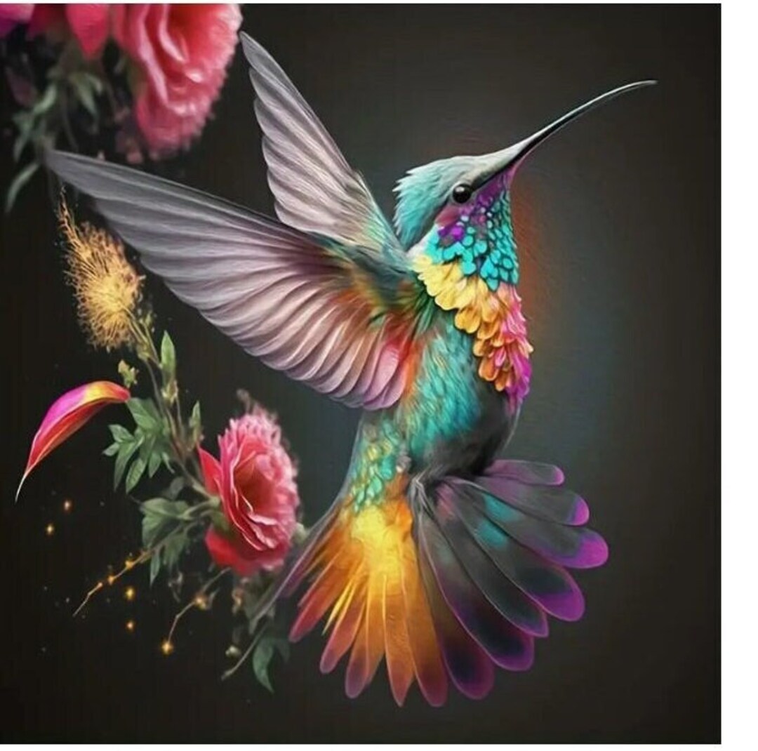 Vibrant Hummingbird Diamond Art Kit, Bird Diamond Painting Kit, Gift ...