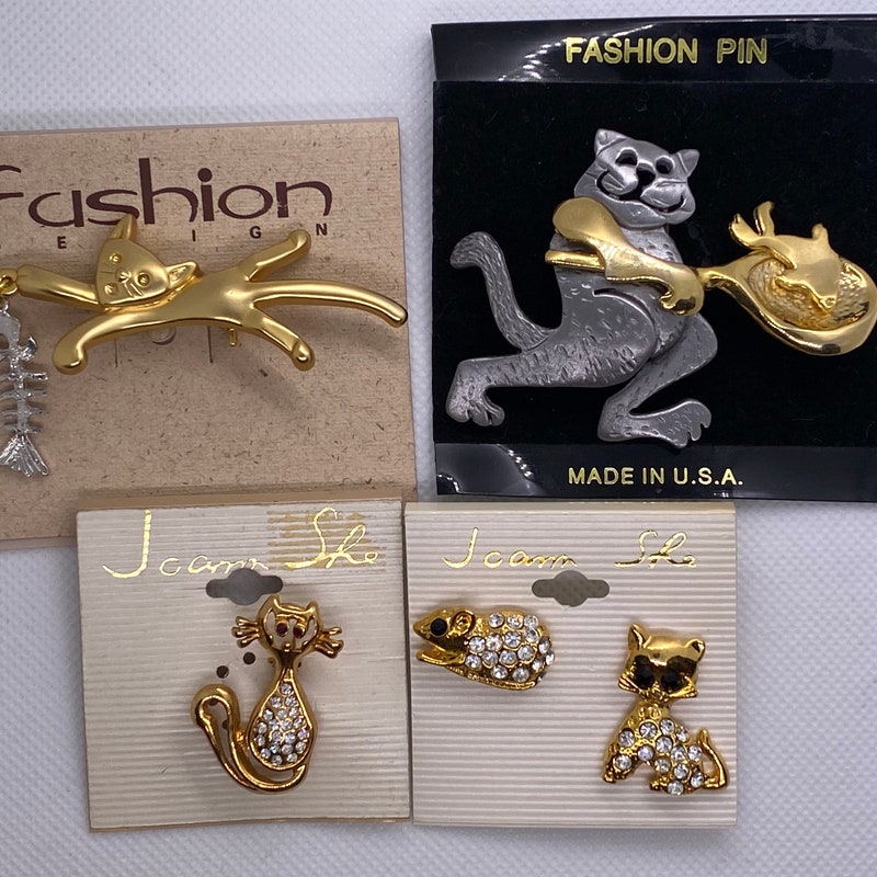 Vintage Cat Pins Lot - Etsy