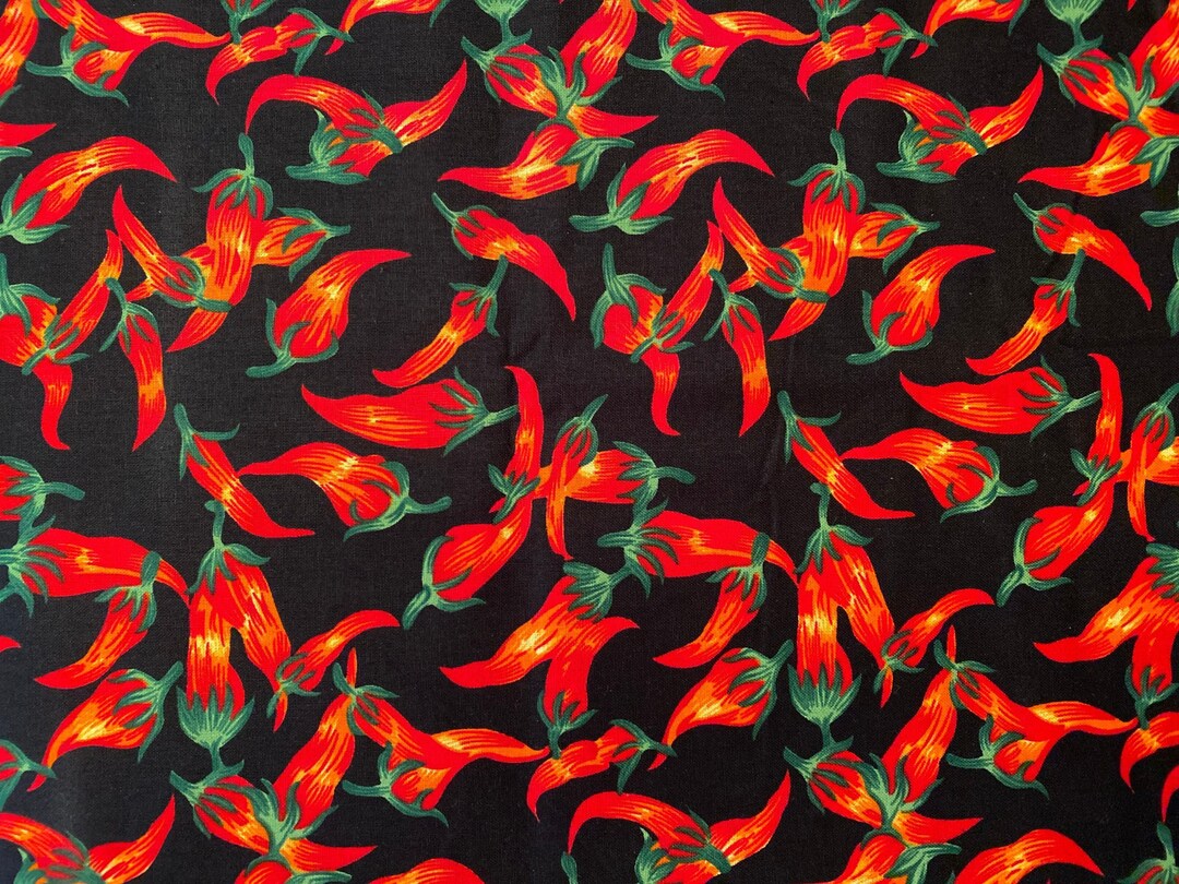 Red Chili Pepper Cotton Fabric Fat Quarter, by the Yard, Red Chili ...