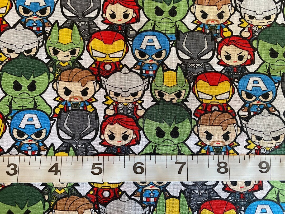 Marvel Cotton Fabric, Mini Heroes Stack Fat Quarter, by the Yard ...