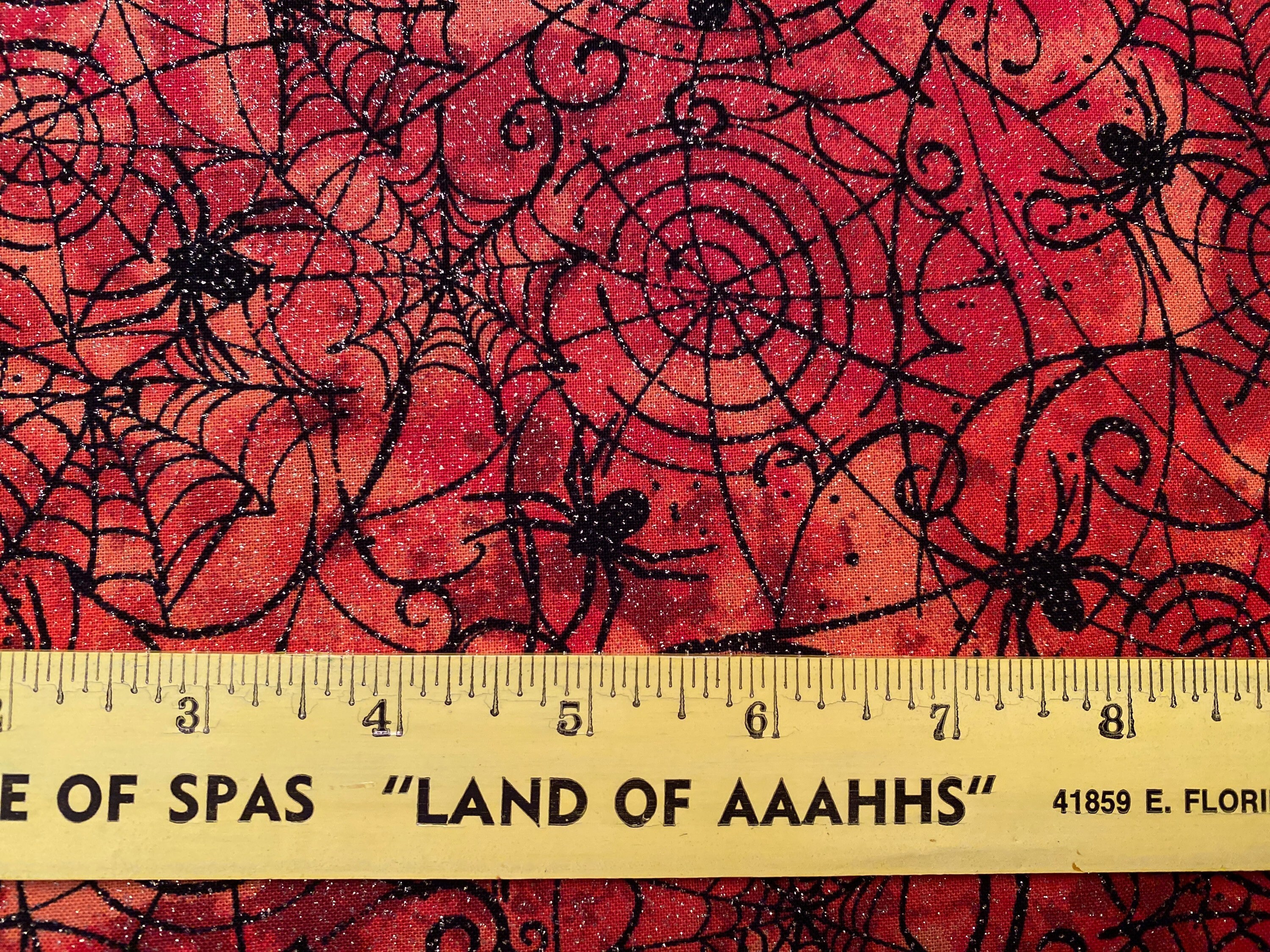 Halloween Glitter Spider Cotton Fabric, Fat Quarter, by the Yard ...