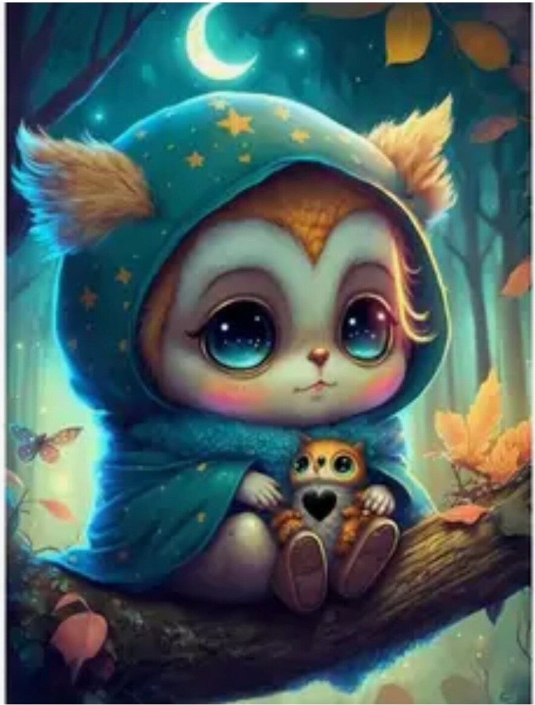 Owl Diamond Painting, Moon Diamond Art Kit, Home Decoration, Night Owl ...