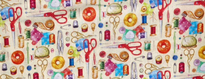 Sewing Notions Fabric Cotton Fat Quarter by the Yard | Etsy