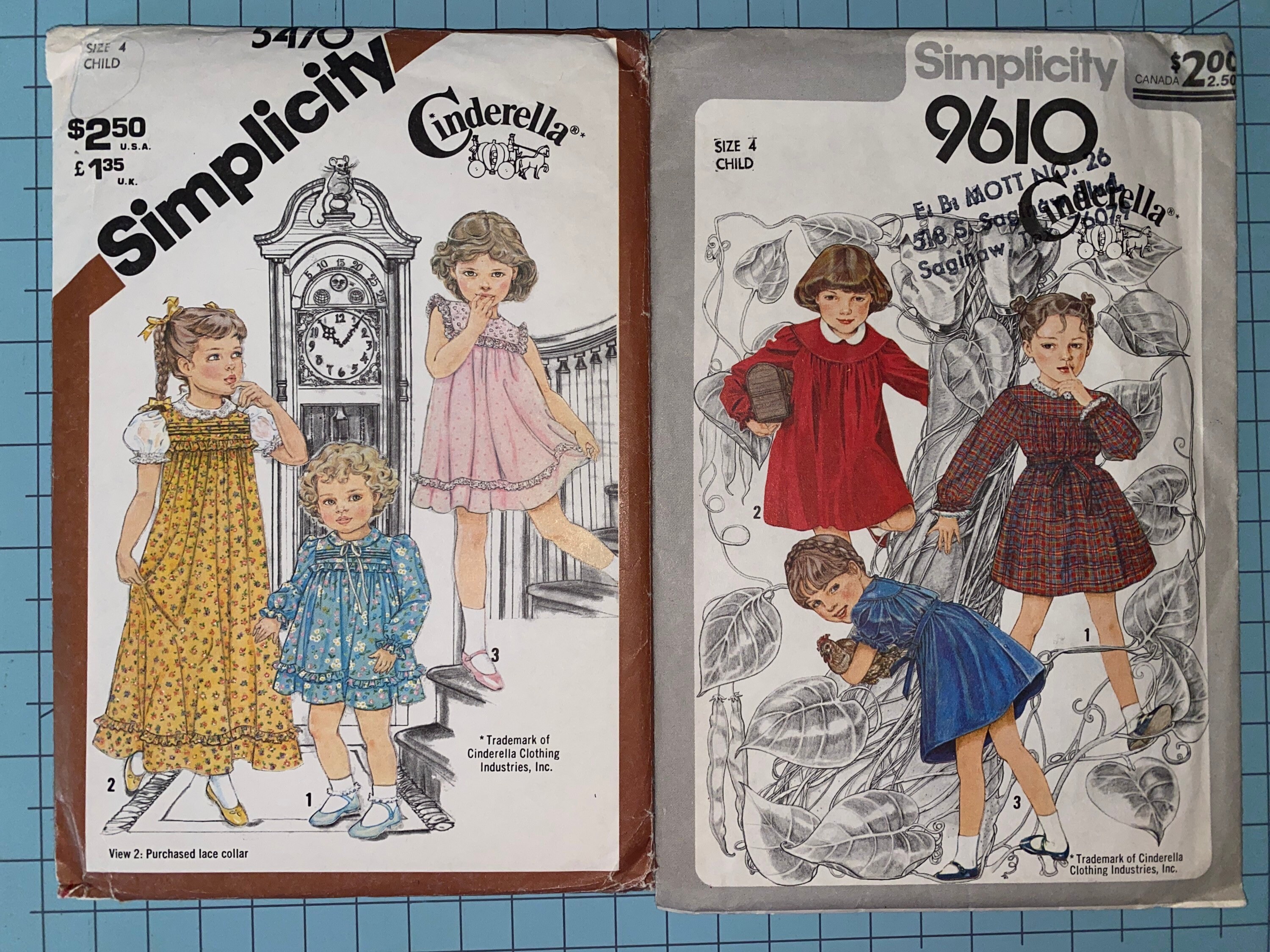 2 Simplicity Kids Sewing Patterns 5470 & 9610 vintage dress pattern ...