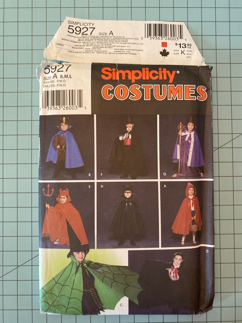 Simplicity Kids Costume Sewing Patterns 2065, 5927, 7470, 653/8405 ...