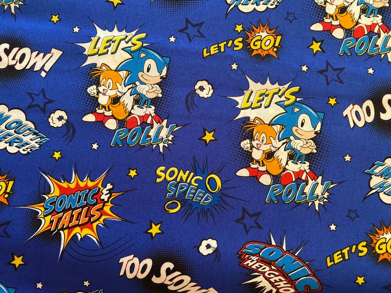 Sonic the Hedgehog Cotton Fabric Fat Quarter by the Yard - Etsy