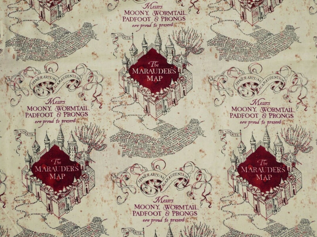 Harry Potter Fabric Cotton Fat Quarter, by the Yard, Marauders Map ...