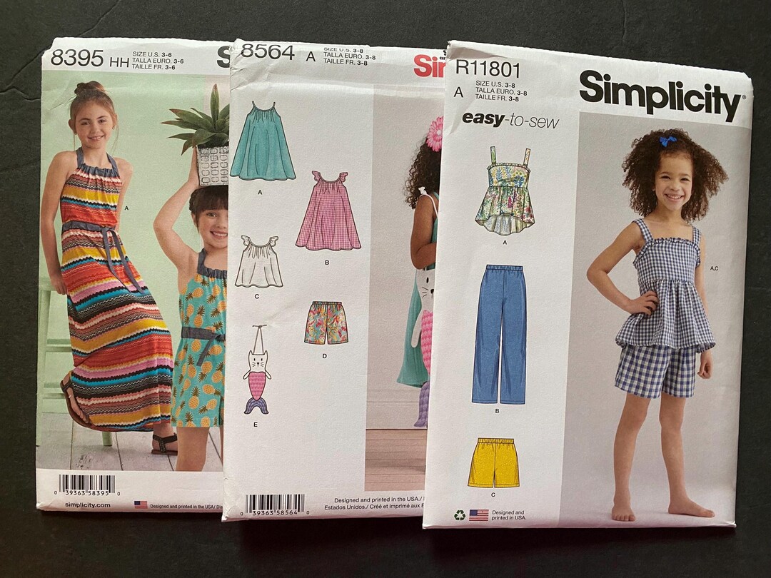 Simplicity Sewing Patterns for Kids, *you Pick* 8395, 8564 or 11801 ...