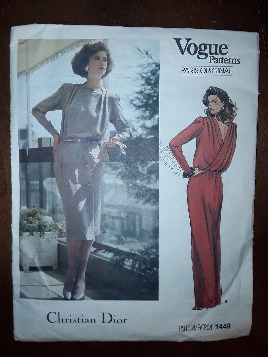 Vogue 1449 Christian Dior Sewing Pattern, Paris Original, Uncut, Misses ...