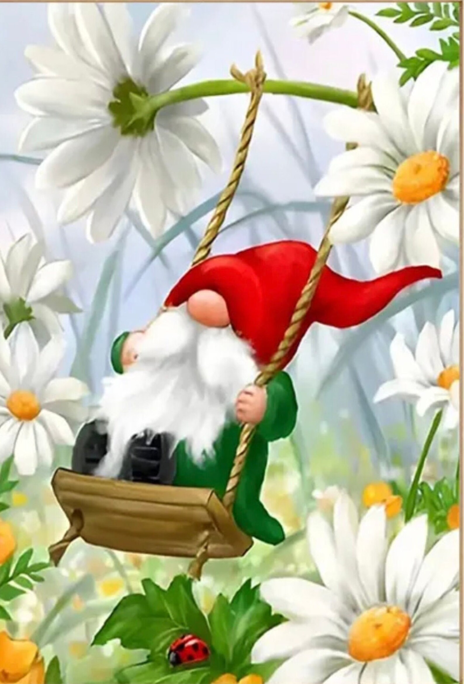 Gnome Diamond Art Kit Daises Diamond Painting Kit Summer - Etsy