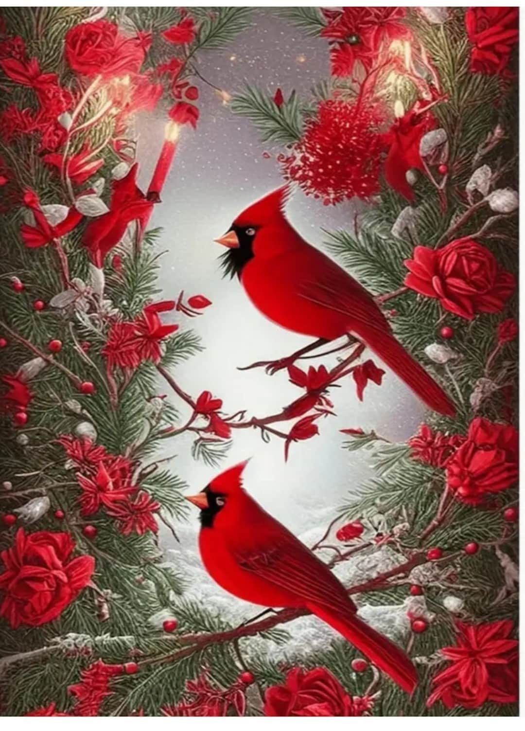 Cardinals Diamond Art Kit, Birds Diamond Painting Kit, Tree Diamond Art ...