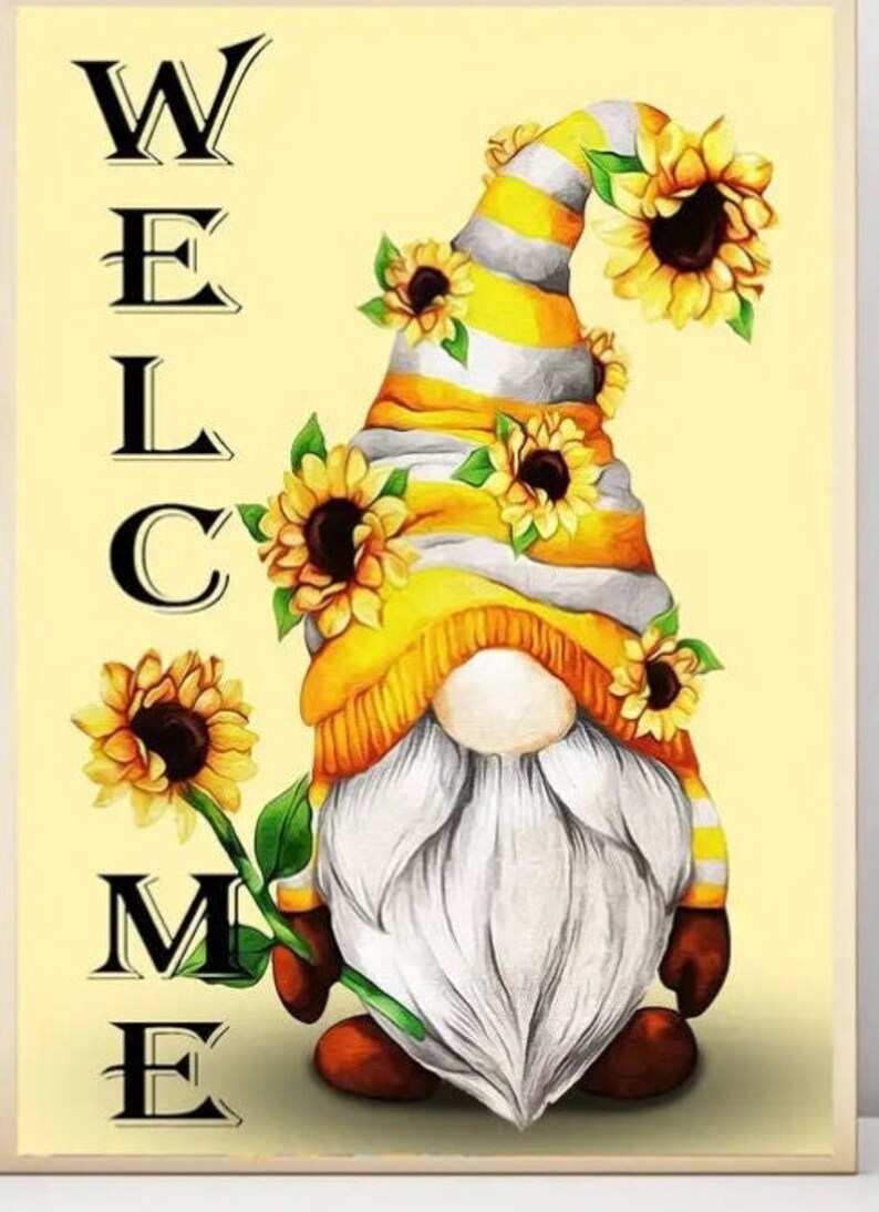Welcome Gnome Diamond Art Kit Diamond Painting Kit Full - Etsy
