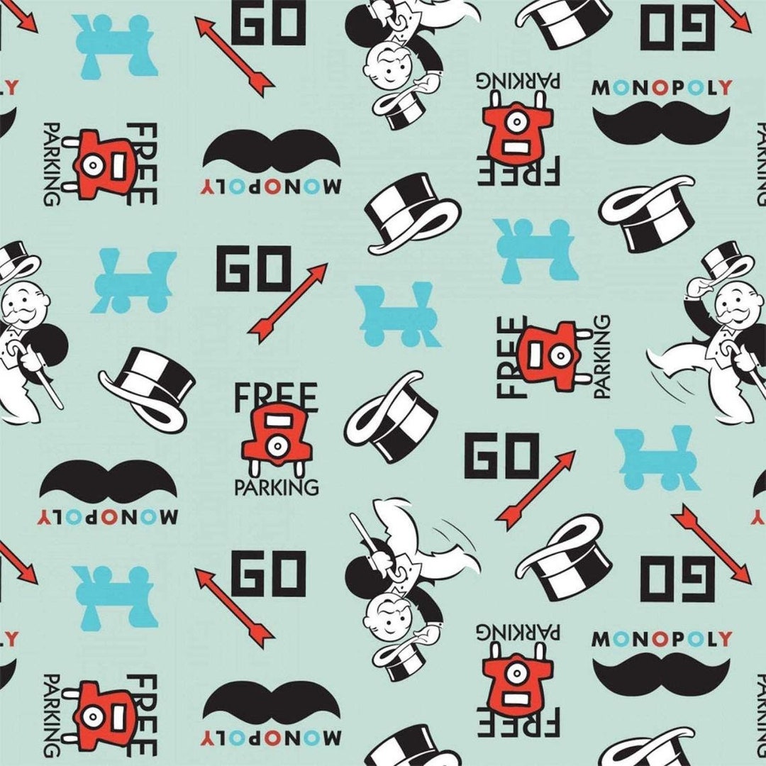 Monopoly Fabric, Cotton Fabric, Fat Quarter, by the Yard, Quilting ...
