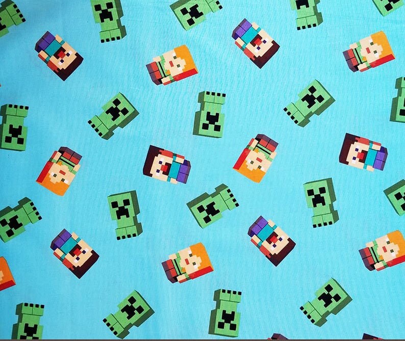 Minecraft Cotton Fabric by the Yard Fat Quarter Steve - Etsy