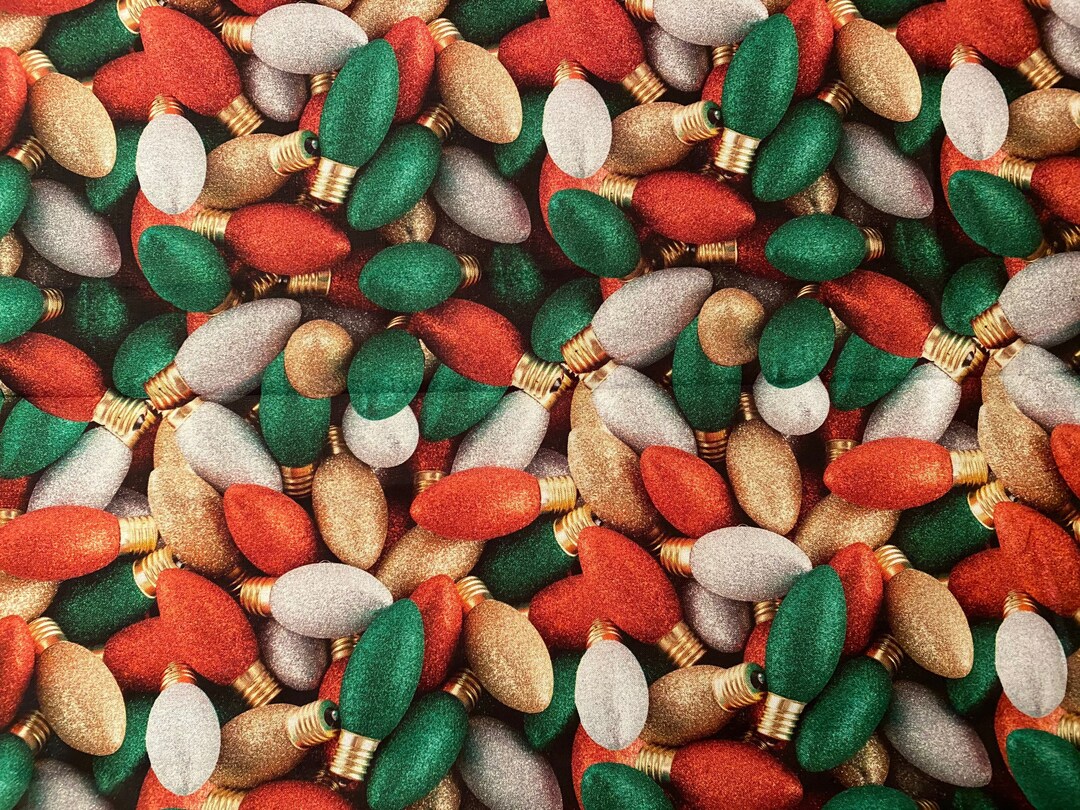 Christmas Light Bulbs Cotton Fabric, Yard Piece, Quilting Fabric ...