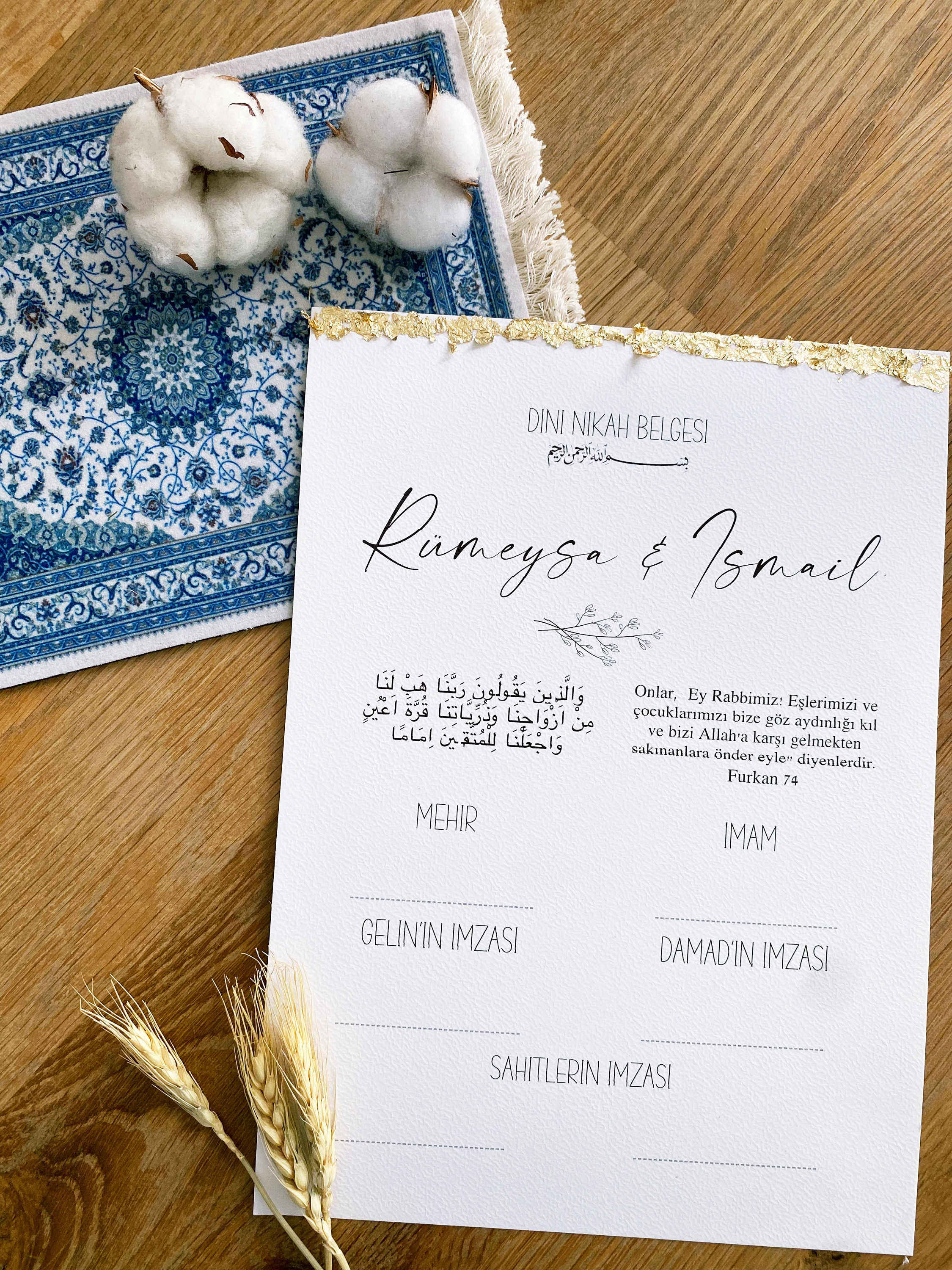 Dini Nikah Belgesi/ Islamic Wedding Certificate | Etsy